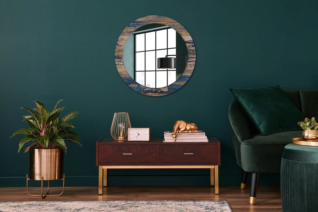 Abstract Wood Brown Round Mirror Frame Wedding Gift - Etsy