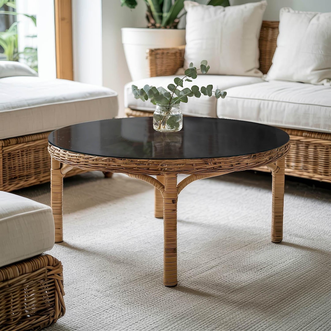 Smooth Black Color Glass Table Top, Black Round Glass Table Cover ...