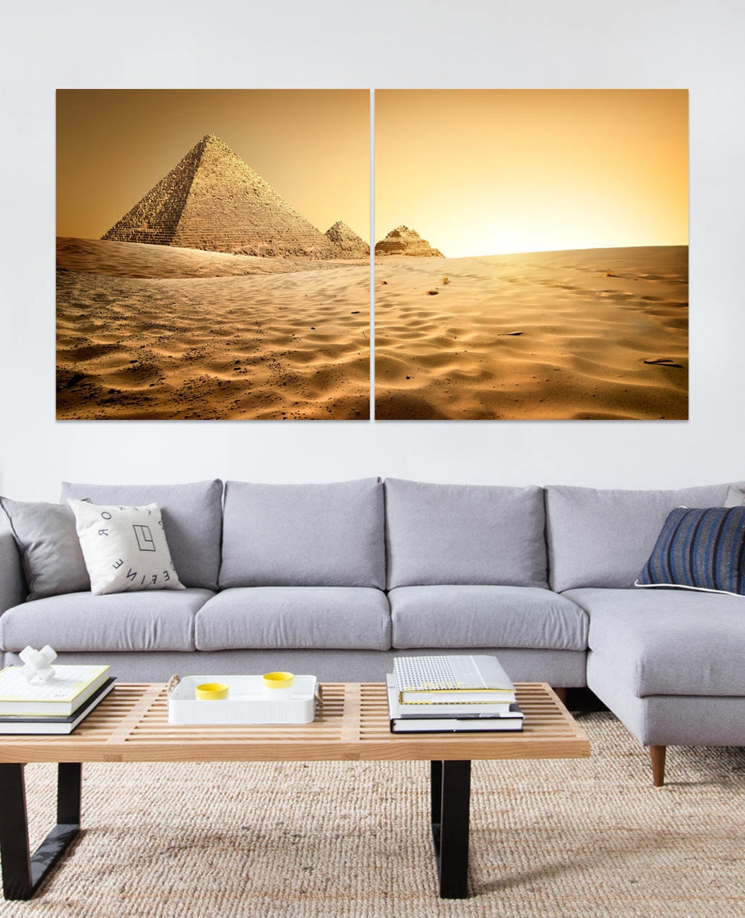 Egypt Pyramid Sunset Canvas Print, Landscape, Desert Wall Decor, Photo ...