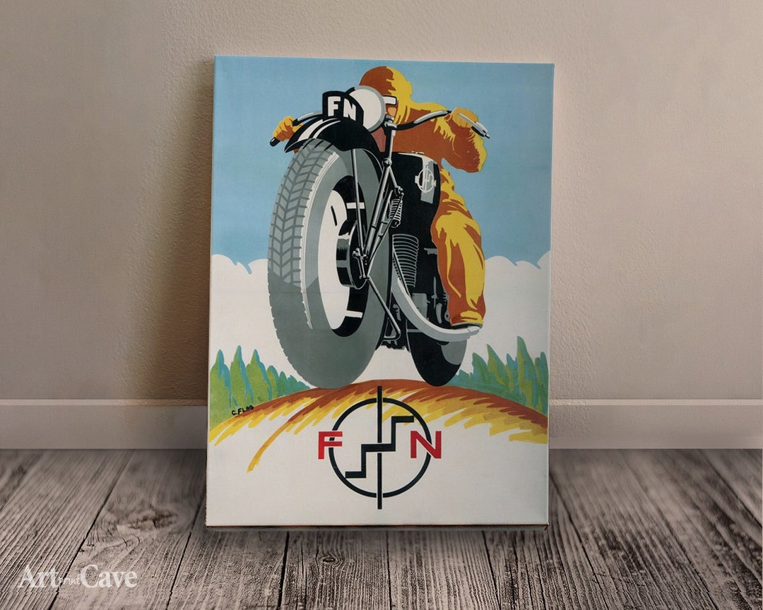 FN Motorcycle Retro Cycle Poster Cotton Canvas, Digital Print, Classic ...