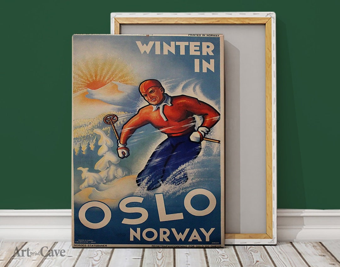Oslo Norway Winter Ski Travel Poster Cotton Canvas, Digital Print ...