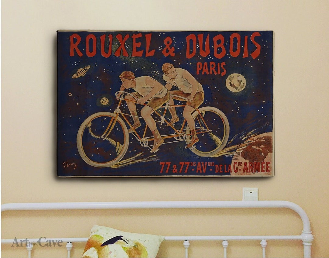 Rouxel and Dubois Paris Retro Bicycle Poster Cotton Canvas, Digital ...