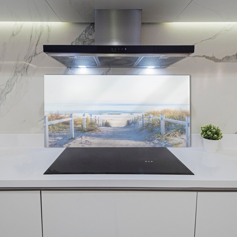 Kitchen Glass Panel, Wall Protector, Coastal Dunes Kitchen Backsplash ...