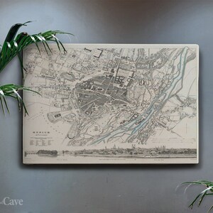 Old Map of Munich With Concave Germany 1832 Cotton Canvas, Digital ...