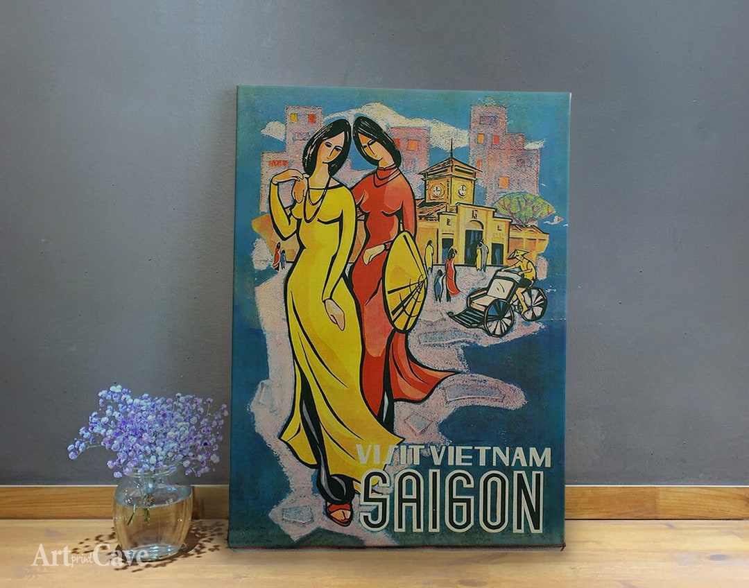 Visit Vietnam Sagon Travel Poster Cotton Canvas, Digital Print, Retro ...