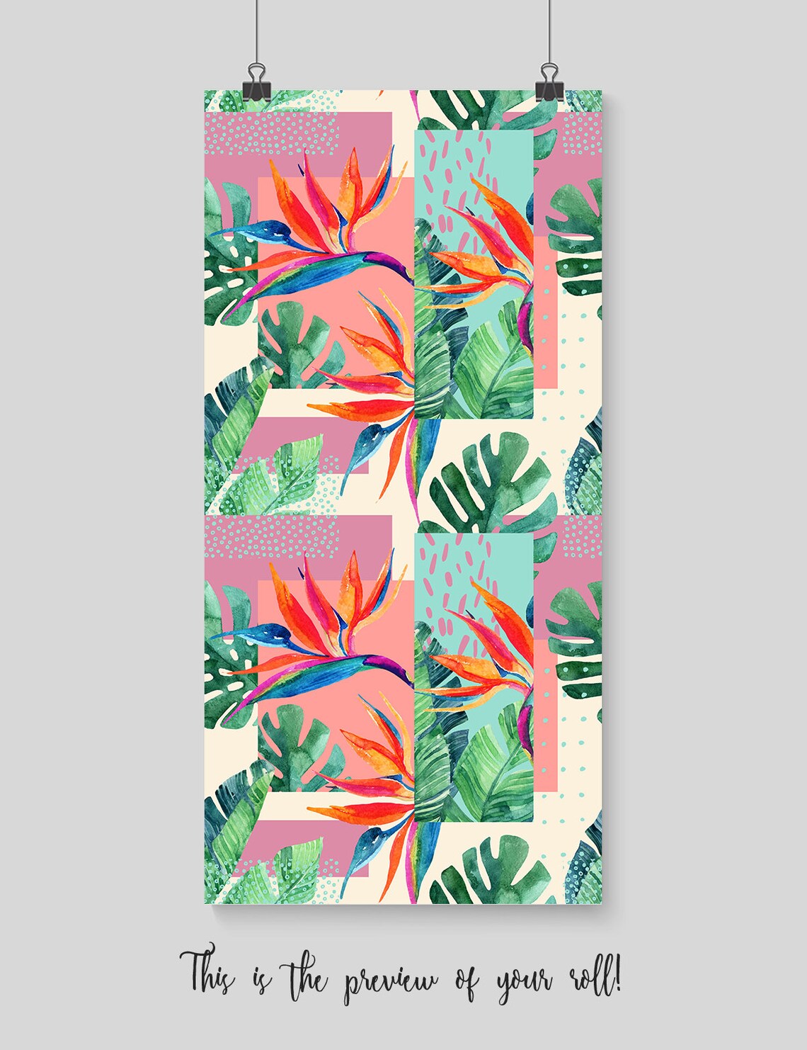 Tropical Abstract Wall Decor, Watercolor Wall Mural, Colorful Removable ...