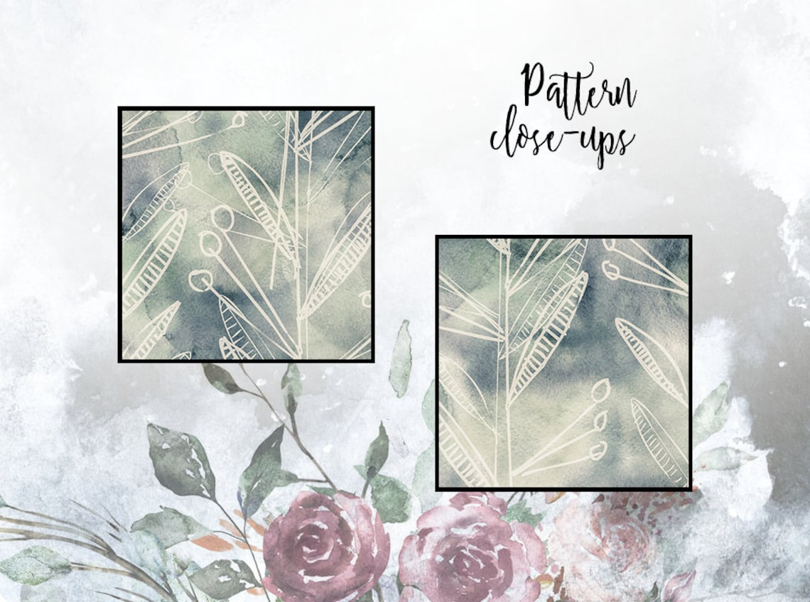 Abstract Plants Removable Wallpaper, Watercolor Wall Mural, Leaves Wall ...