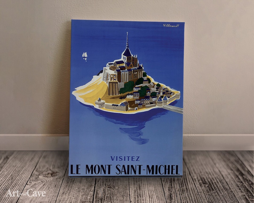 Mont Saint Michel French Poster Travel Cotton Canvas, Digital Print ...