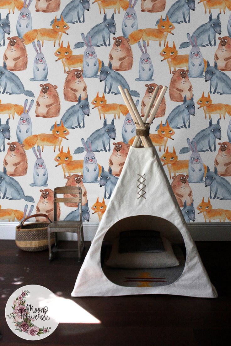 Cute Animals wall decor Wild animals wall mural Fox | Etsy