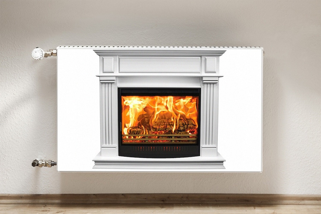 Printed Magnet Elegant Fireplace Heating, Orange Decorative, White ...