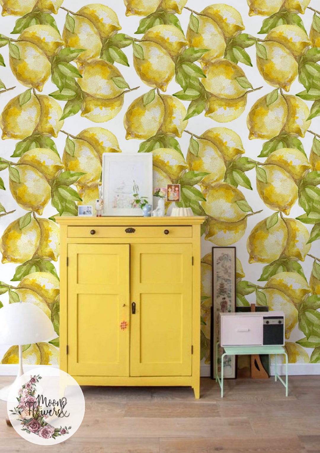 Lemon Removable Wallpaper, Citron Wall Mural, Fruits Wall Decor, Peel ...