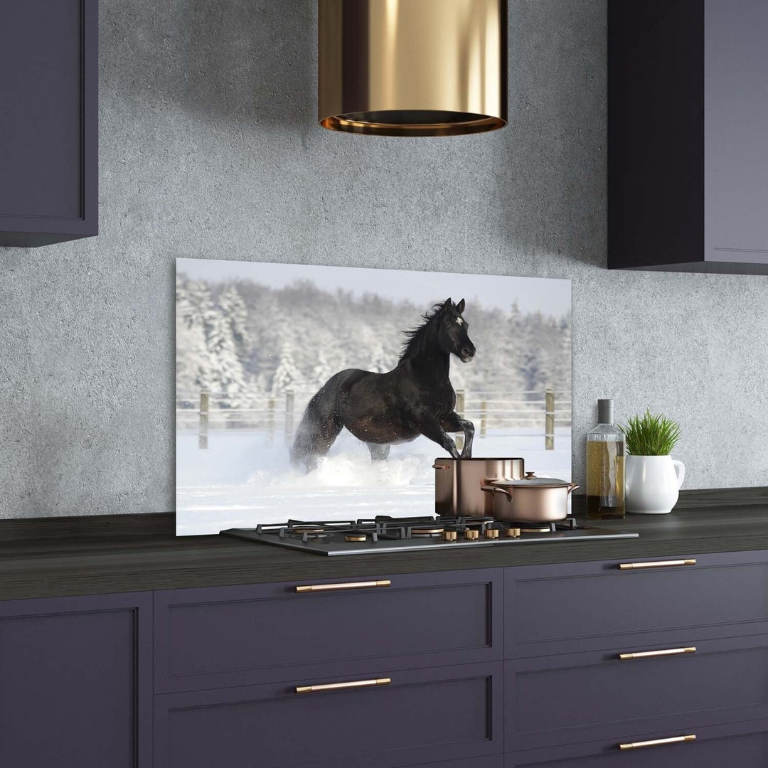 Kitchen Glass Panel, Wall Protector, Horse at A Gallop Kitchen ...