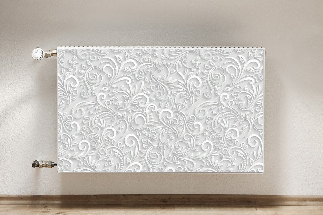 Radiator Cover, Floral Pattern Radiator Cover, White Magnet Mat, Gray ...
