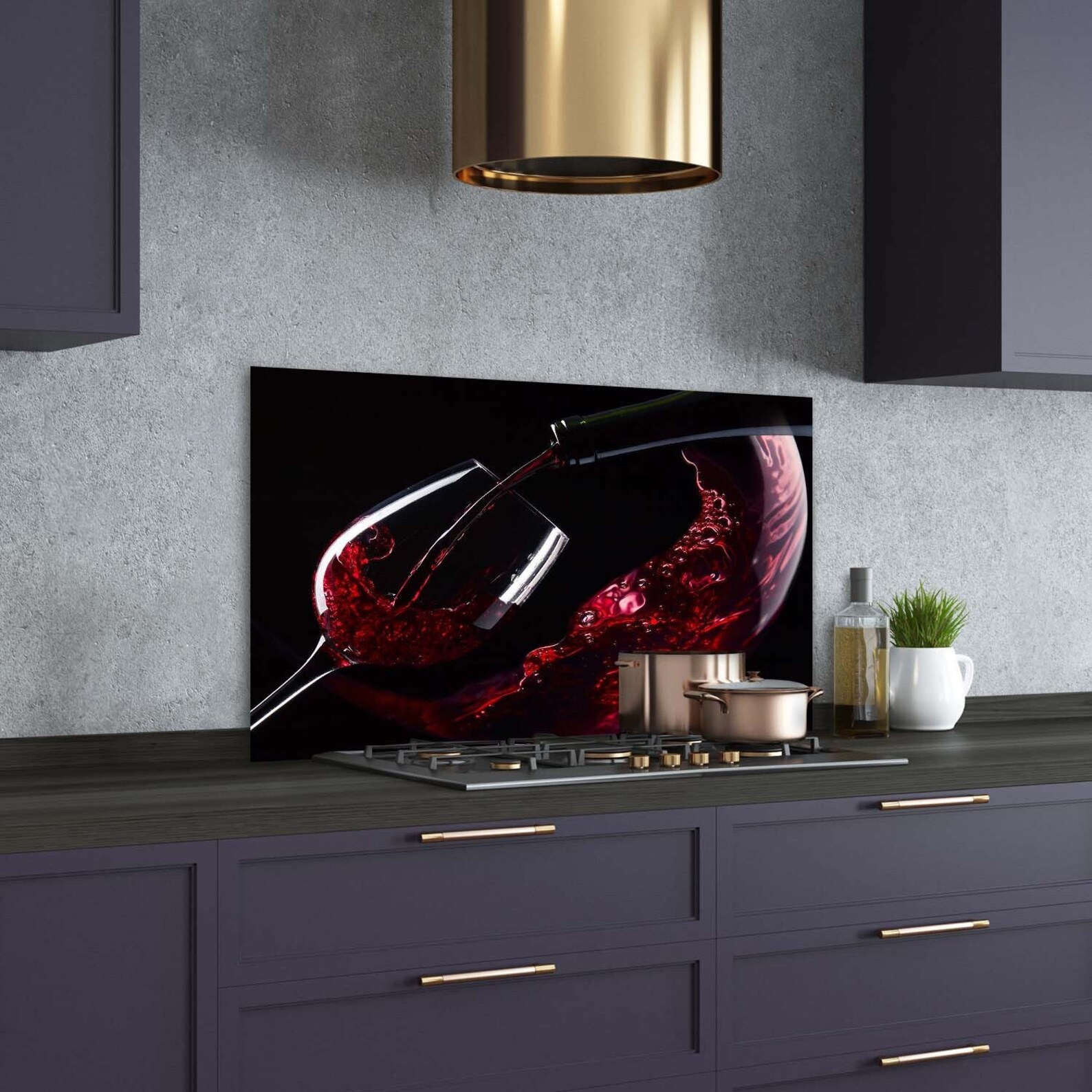 Kitchen Glass Panel, Wall Protector, Bottle of Red Wine Backsplash ...