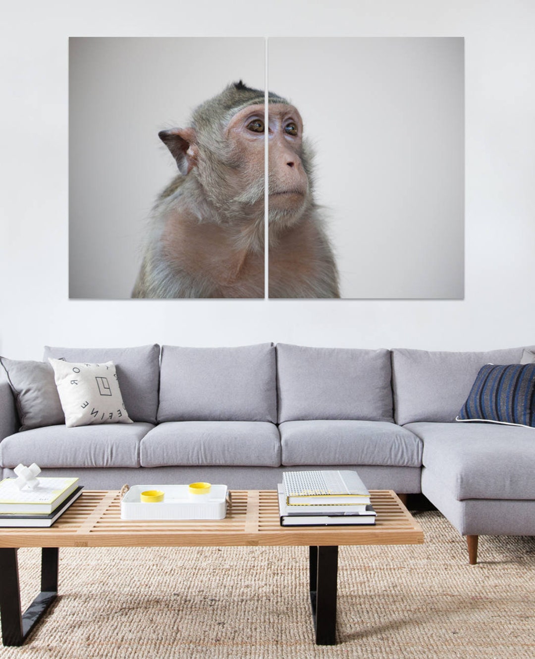 Monkey Panel Art, Animal Wall Hanging Art, Wall Art, Canvas, Framed ...