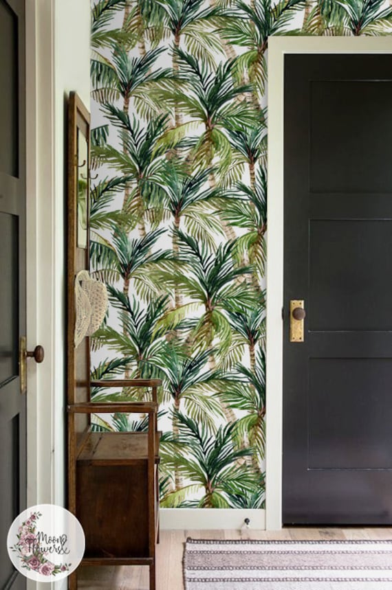 Palm Tree removable wallpaper Jungle wall mural Trees wall | Etsy