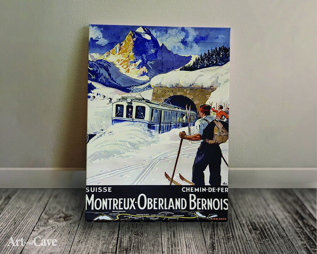 Switzerland Montreux Berner Travel Poster Cotton Canvas, Digital Print ...