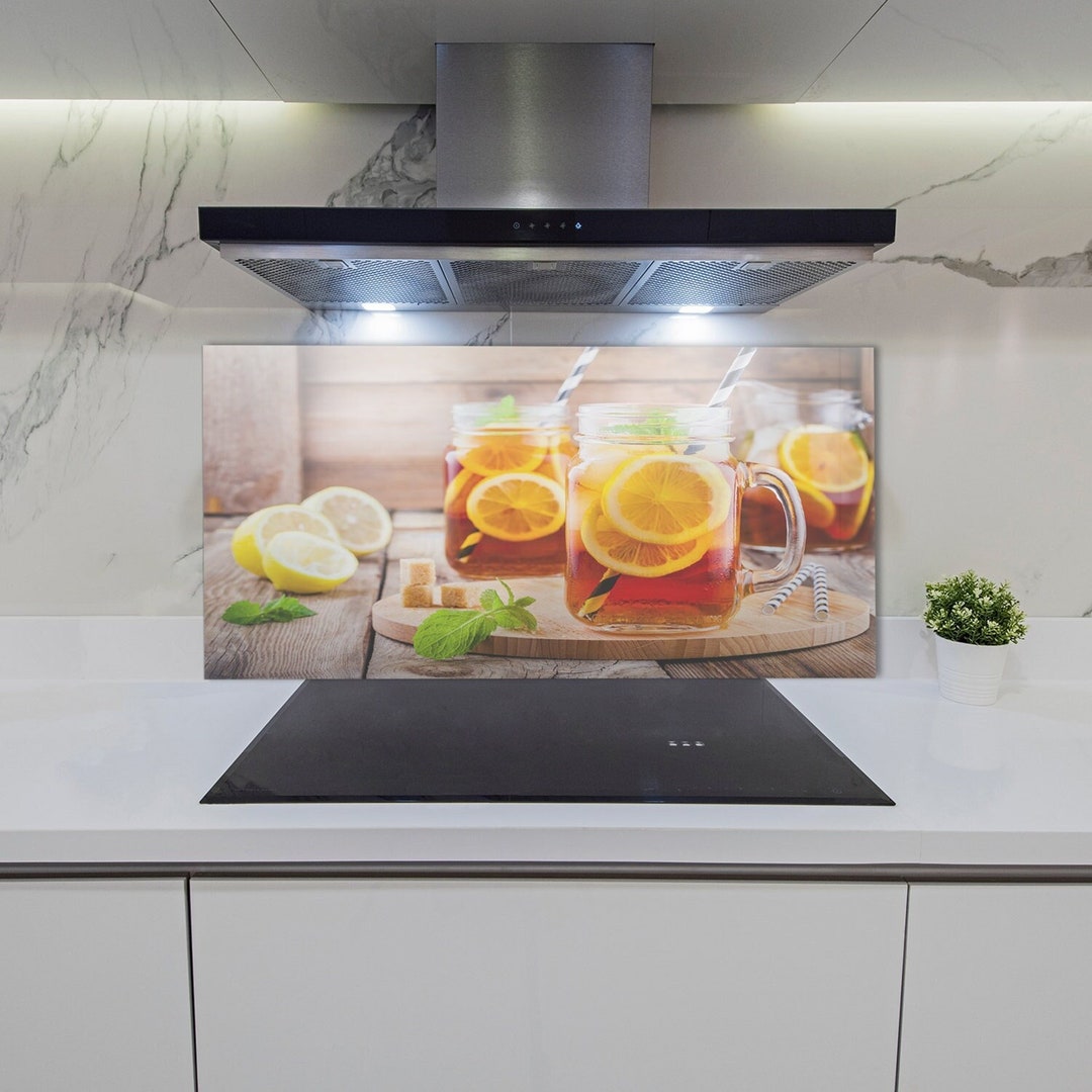 Kitchen Glass Panel, Wall Protector, Ice Tea With Slice of Lemon ...
