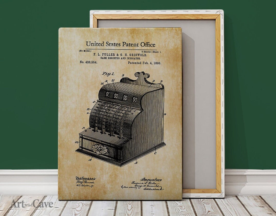 Cash Register Fuller & Griswold US Patent 1890 Cotton Canvas, Digital ...