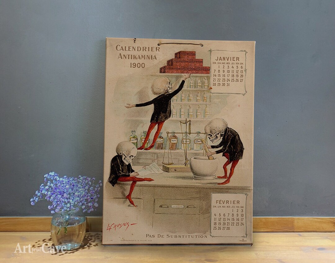 Antikamnia Calendar Jan Feb Francais Cotton Canvas, Digital Print ...