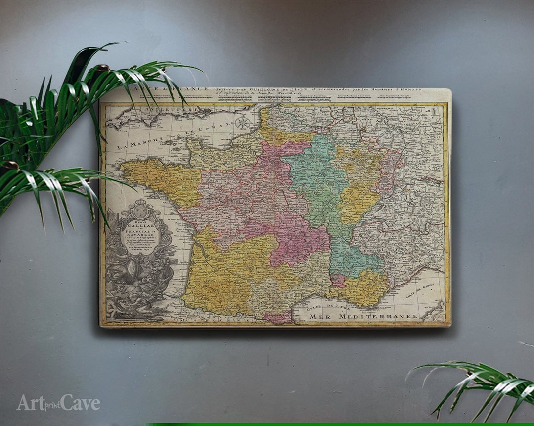 Old France Map 1741 Cotton Canvas, Digital Print, Map Poster, Art ...