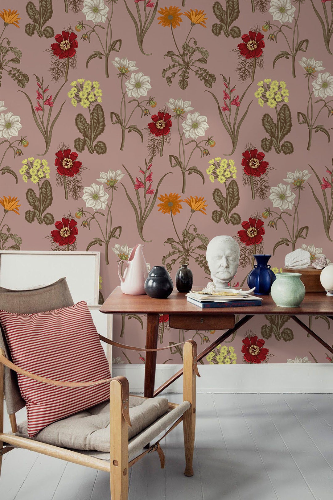 Charming Wallpaper Removable Mural, Field Flowers Removable Wallpaper ...