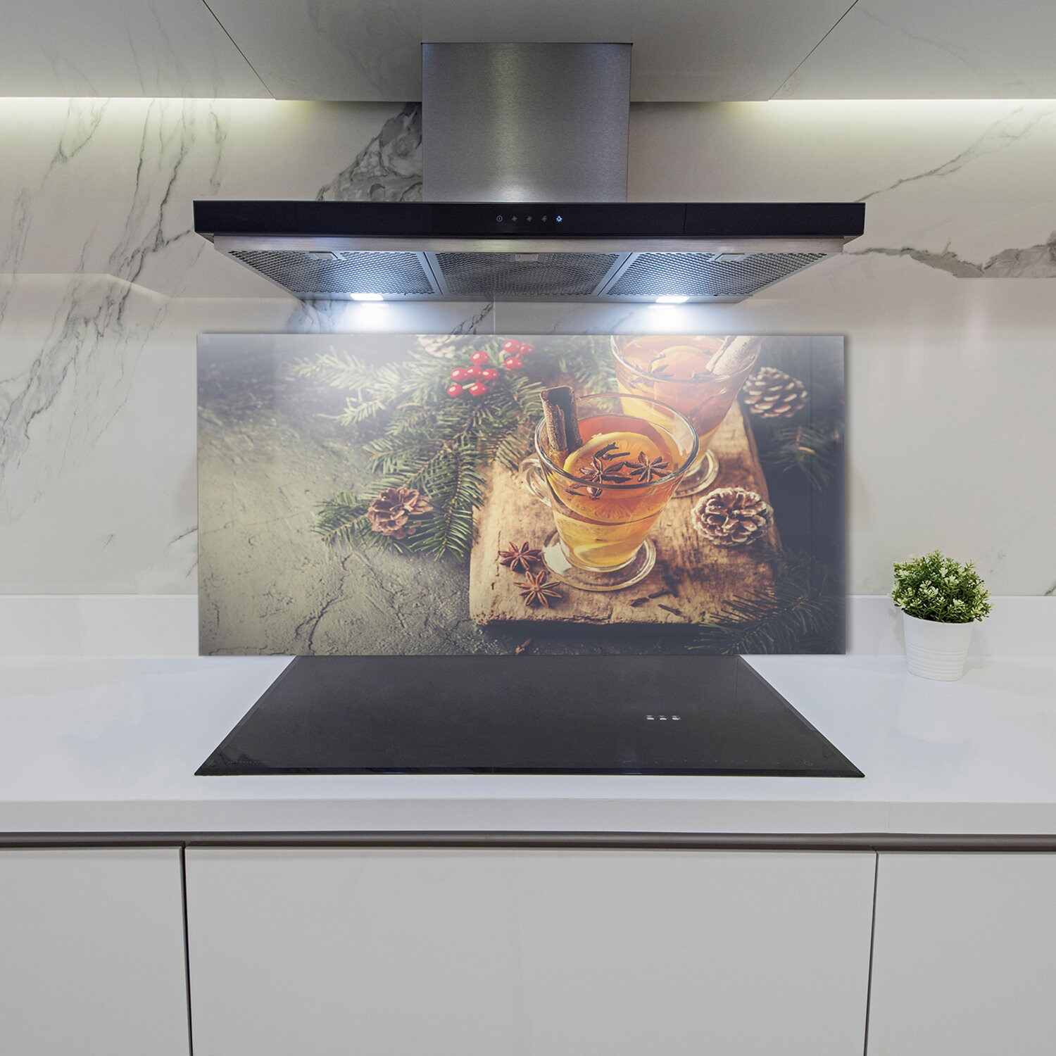 Kitchen Glass Panel, Wall Protector, Winter Tea Splashback for Kitchem ...
