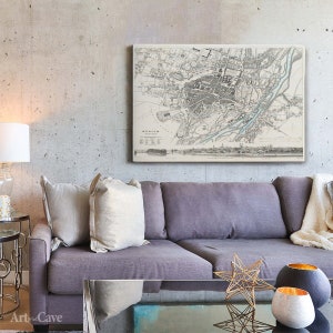 Old Map of Munich With Concave Germany 1832 Cotton Canvas, Digital ...