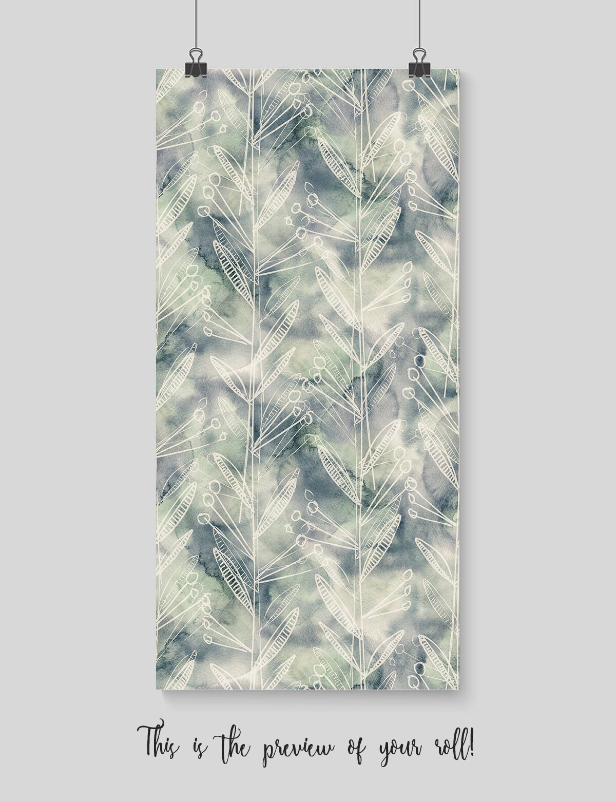 Abstract Plants Removable Wallpaper, Watercolor Wall Mural, Leaves Wall ...