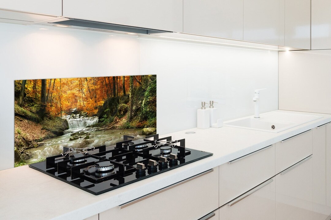 Kitchen Glass Panel, Wall Protector, River in the Forest Kitchen ...
