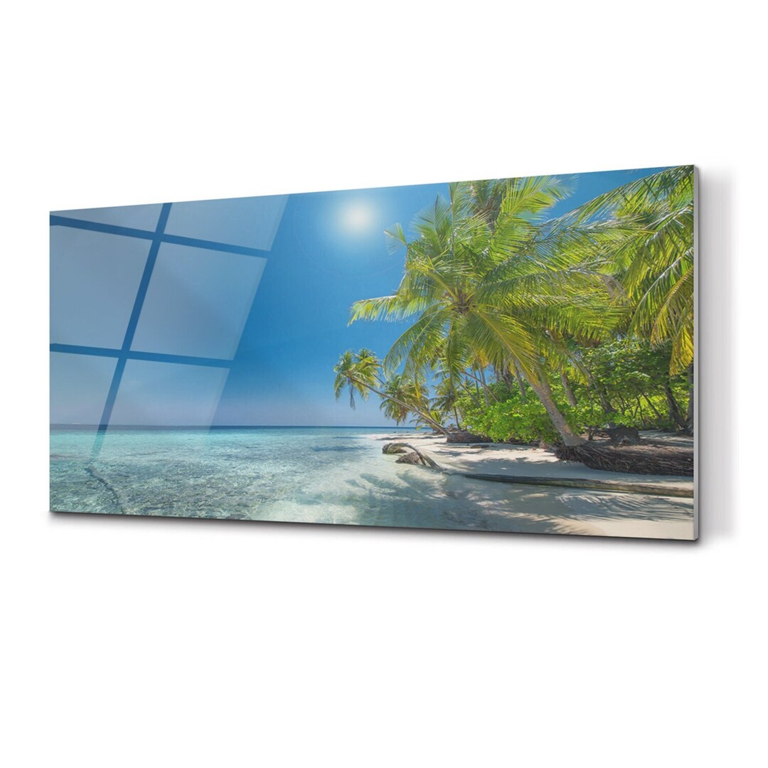 Kitchen Glass Panel, Wall Protector, Exotic Beach Splashback for ...