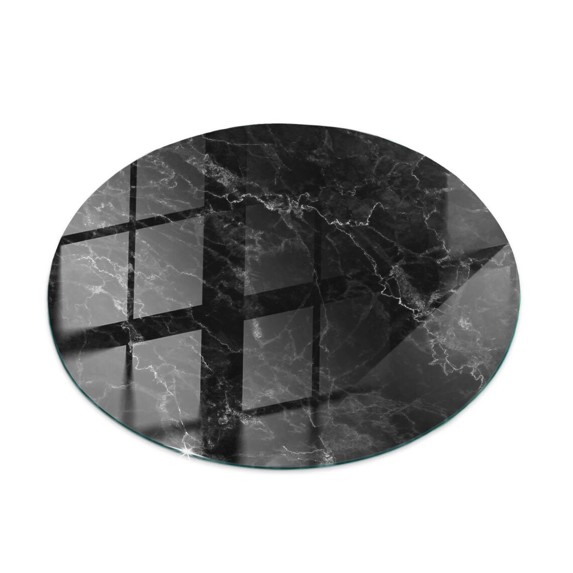 Marble Pattern With Veins Glass Table Top, Black Round Glass Table ...