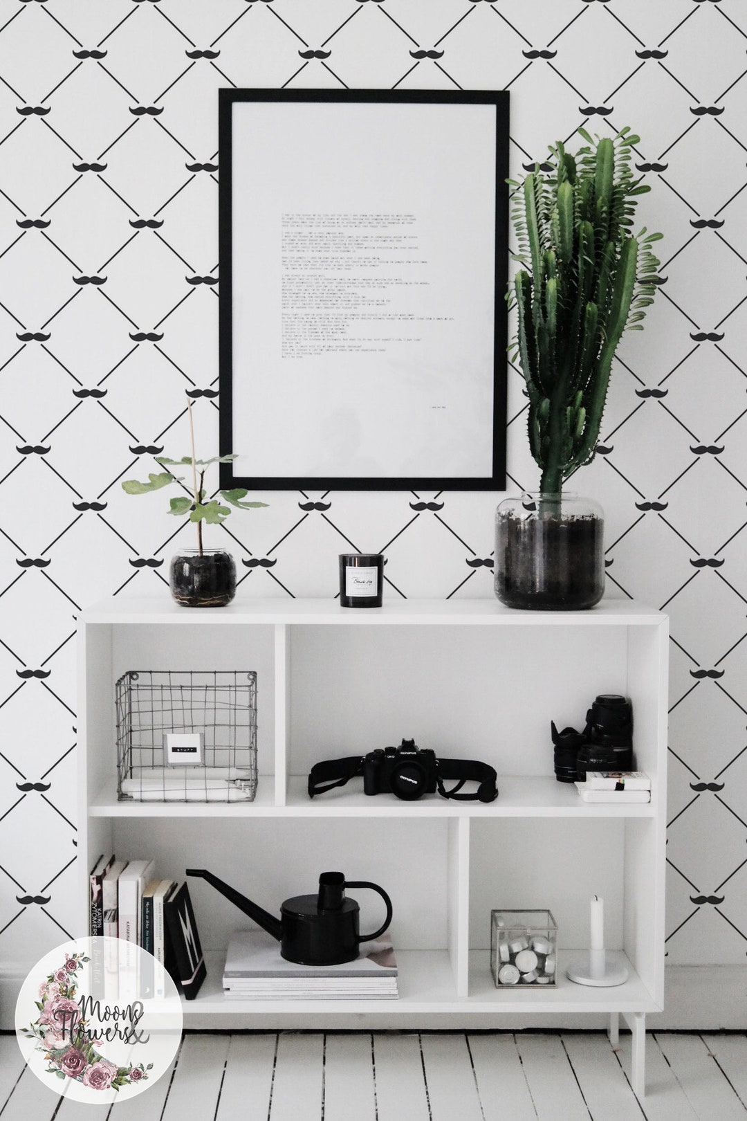 Moustache Wall Decor, Geometric Removable Wallpaper, Simple Wall Mural ...