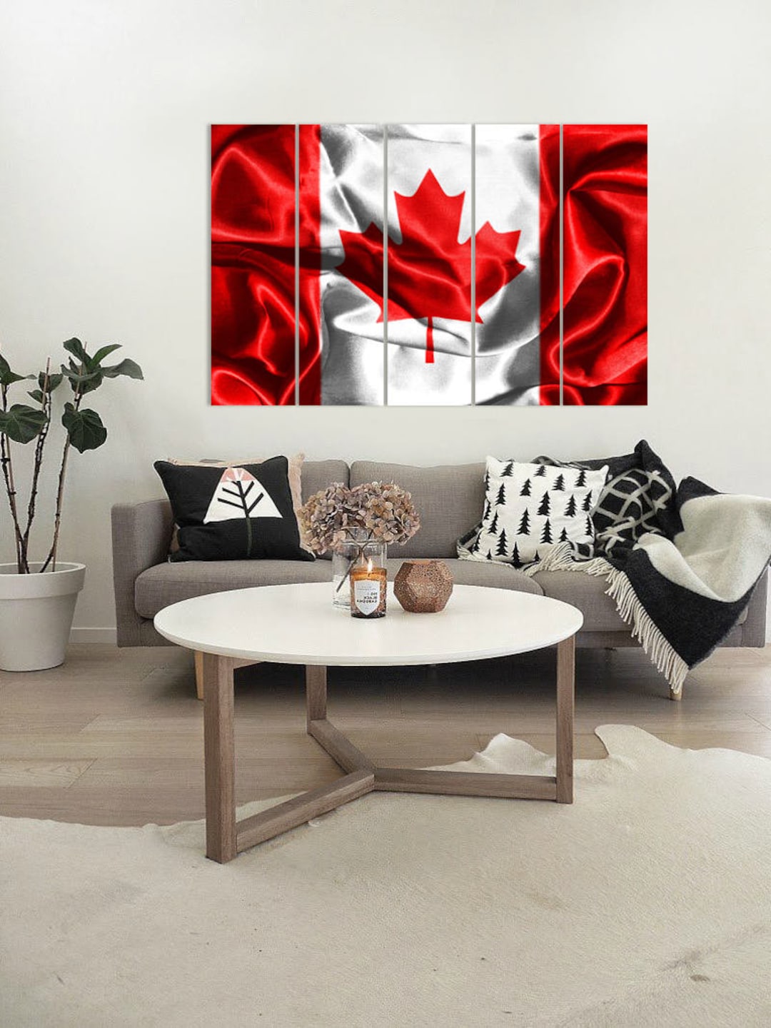 Canadian National Flag Canvas, Poster Print, Framed Canvas, Panels ...