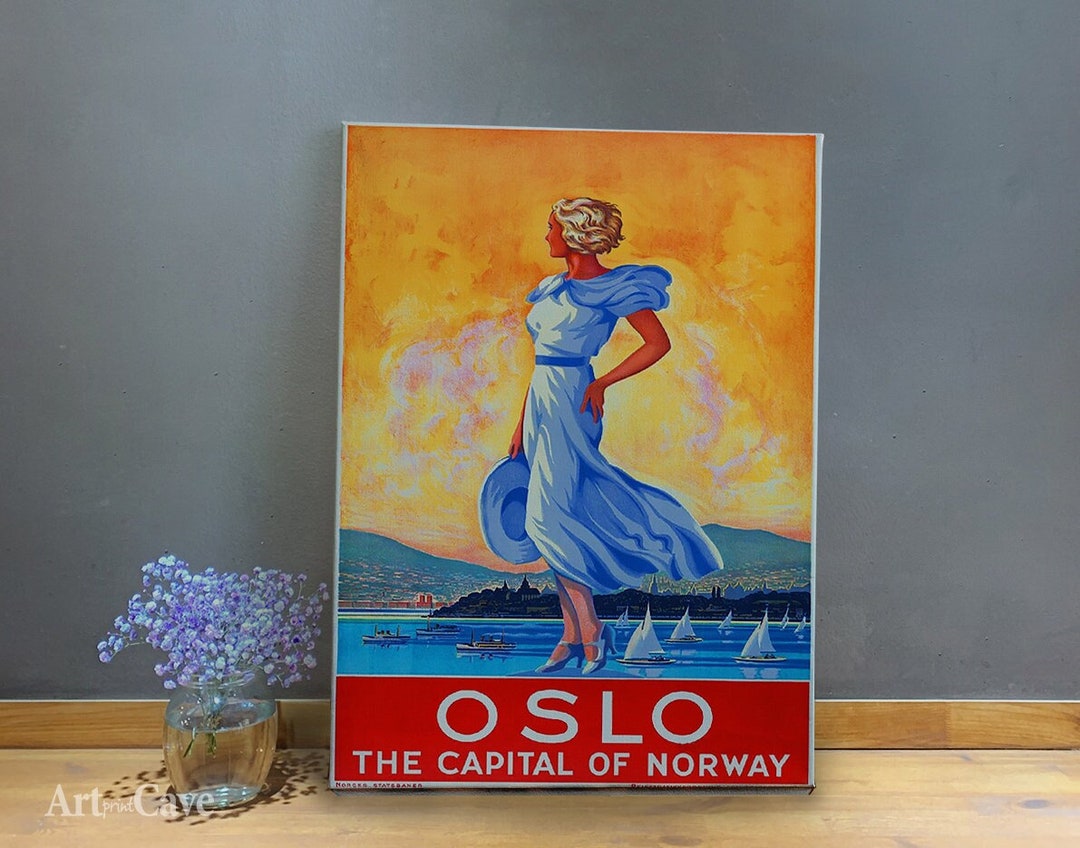 Retro Poster Oslo Norway Travel Poster Cotton Canvas, Digital Print ...