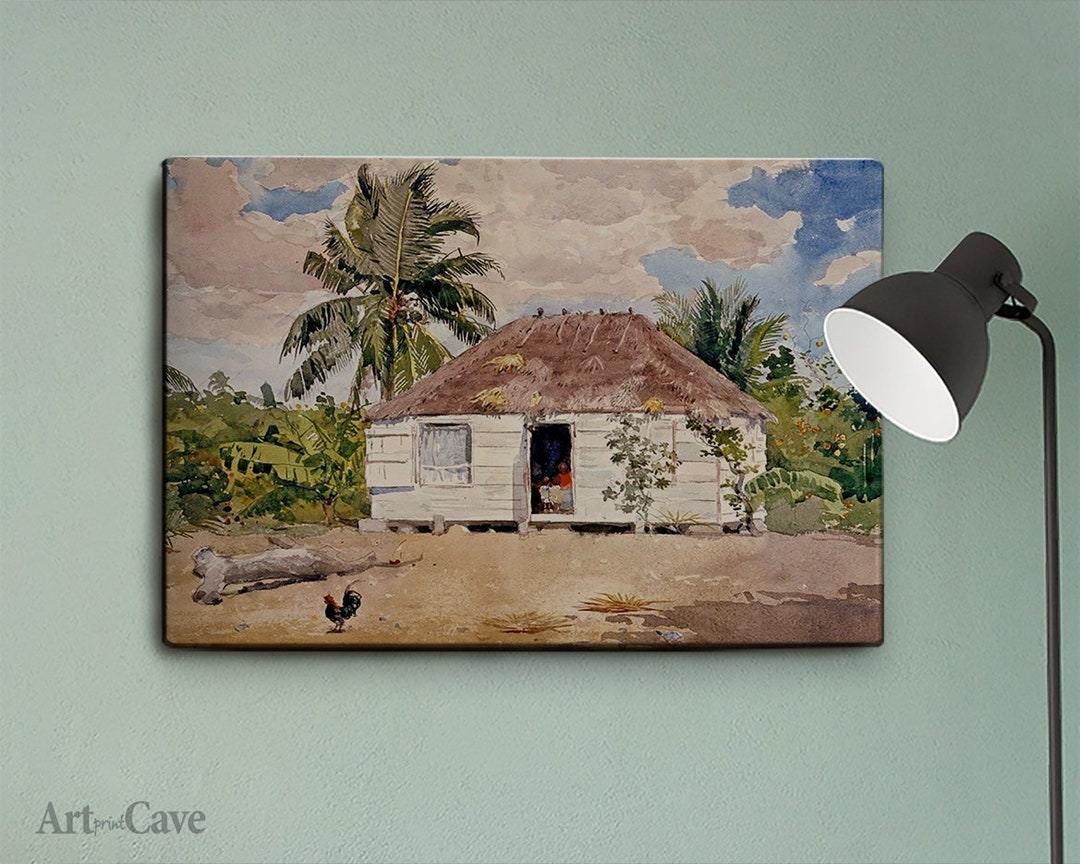 Native Huts Nassau Winslow Homer Cotton Canvas, Digital Print, Iconic ...