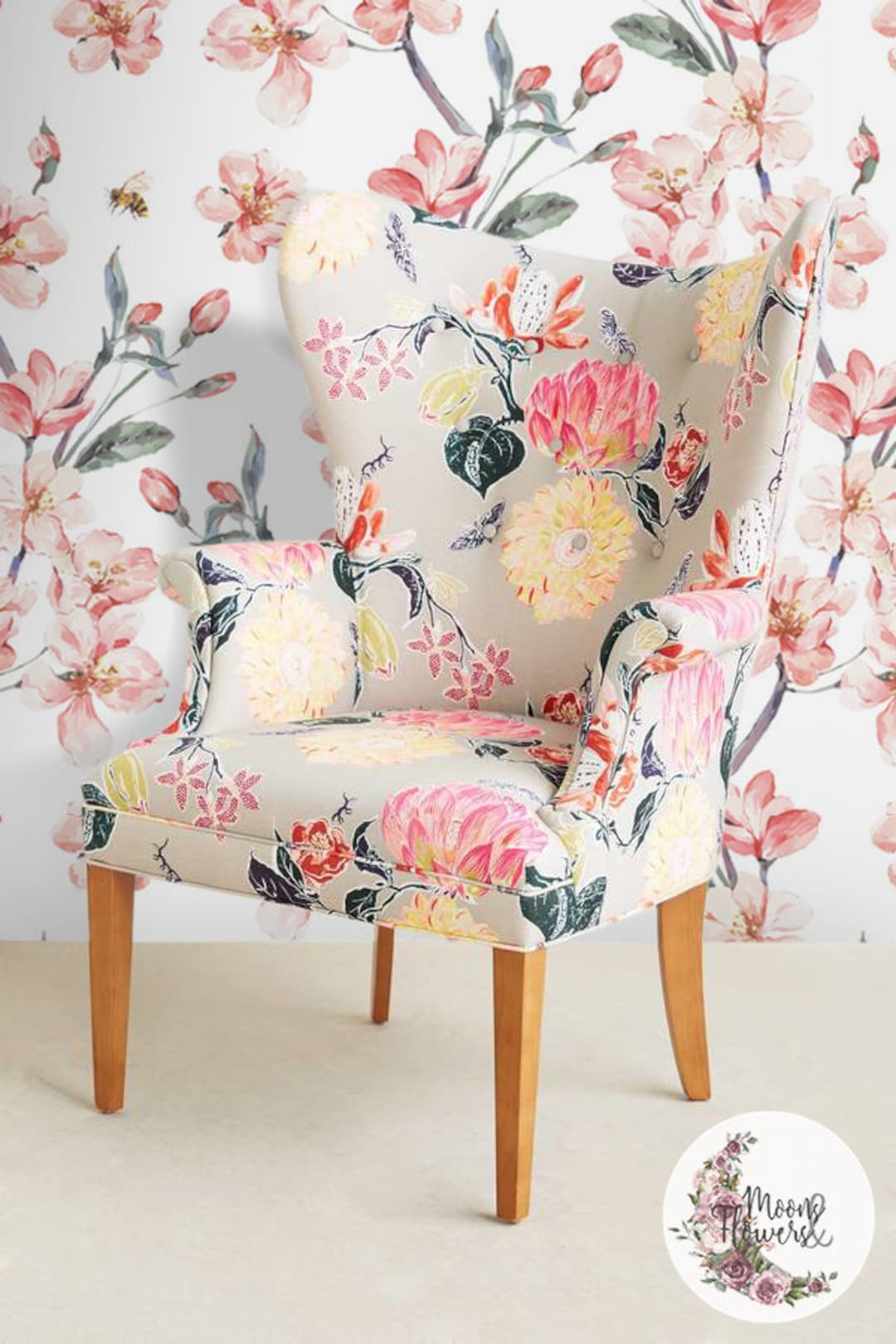 Subtle Flowers Wall Decor, Floral Wall Mural, Flowers Removable ...