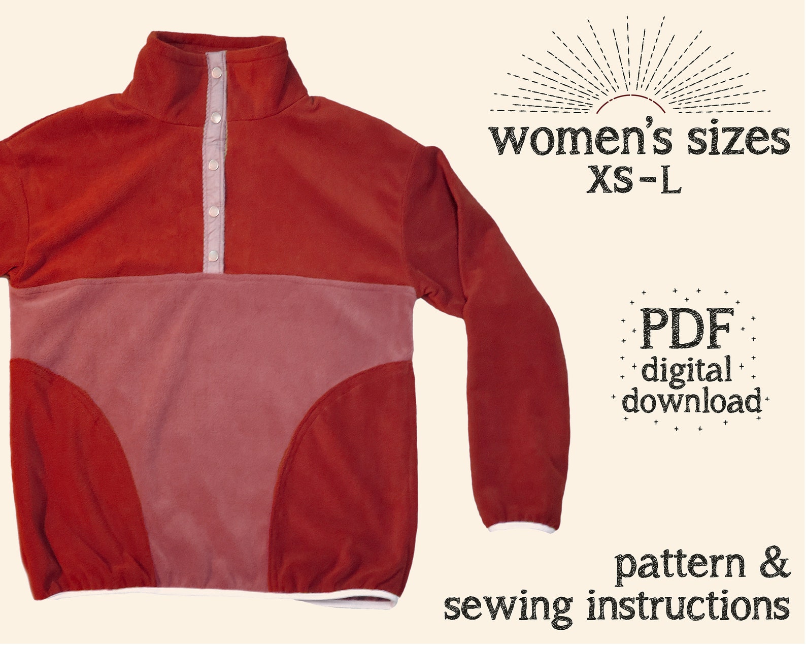 WOMEN'S Cozy Sweater Fleece PDF Sewing Pattern - Etsy