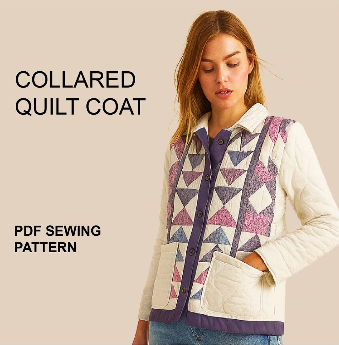 Womens Collared Quilt Coat Sewing Pattern in English - Sizes XS-XXL ...