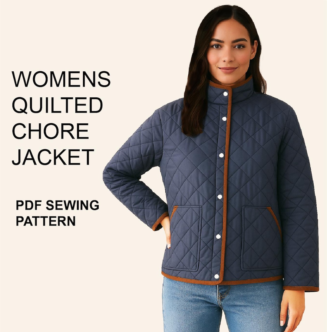 Women’s Quilted Chore Jacket PDF Sewing Pattern – Lined Barn Coat ...
