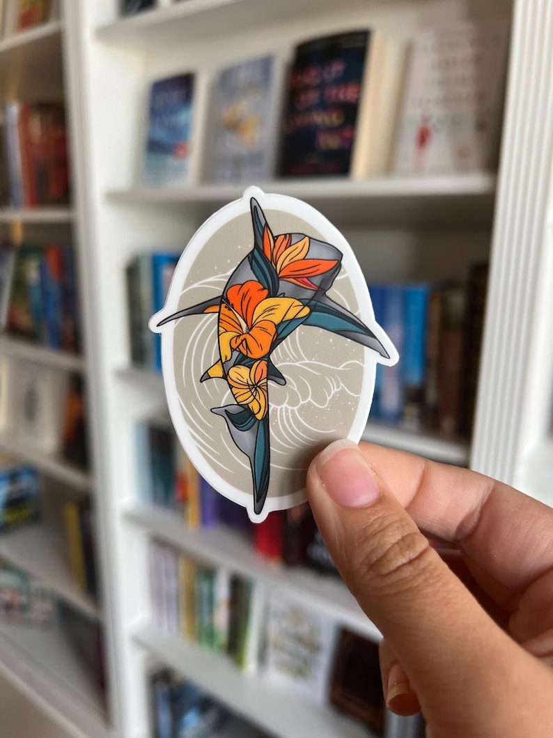 Floral Shark Sticker – Ocean-inspired Art With Tropical Lily Design - Etsy