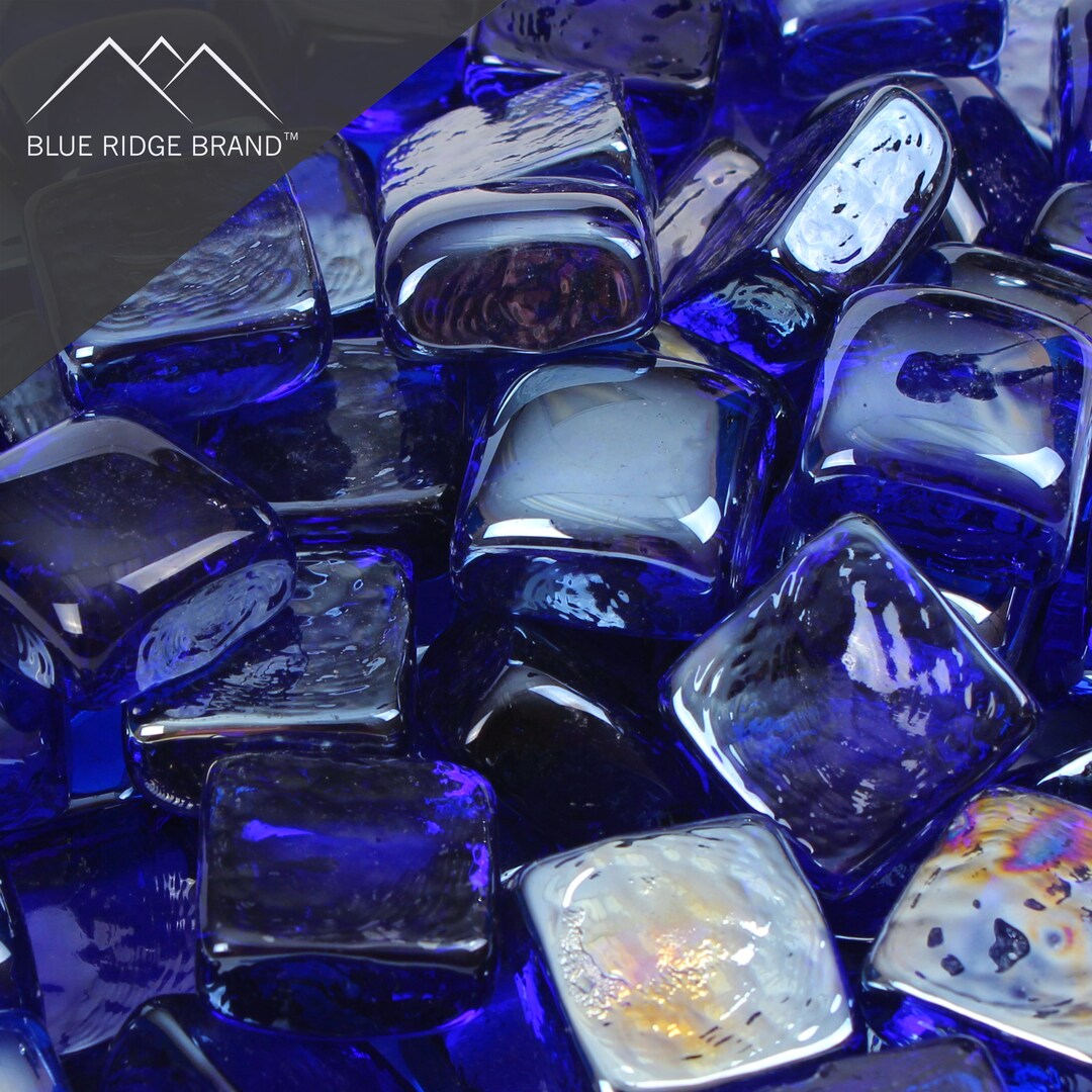 Dark Blue Reflective Fire Glass Cubes Professional Grade Fire Pit Glass ...