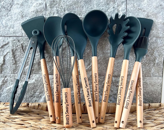 Custom Grey/ Gray Spatula Set- Personalized Silicone Kitchen Gadgets ...