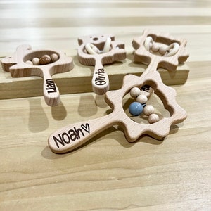 Personalized Baby Rattles. Wooden Baby Toy. Customized Baby Rattle ...