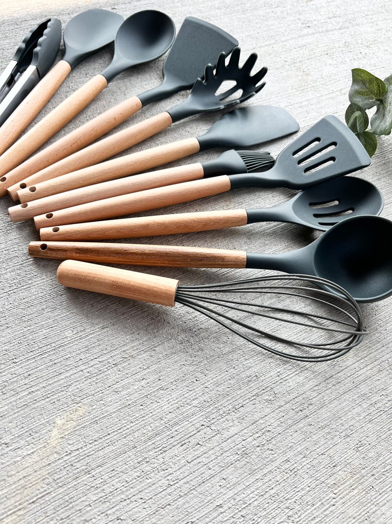 Custom Grey/ Gray Spatula Set Personalized Silicone Kitchen - Etsy