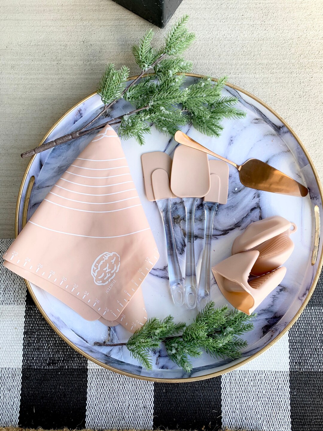 Blush Pink Cooking/baking Gift Set. 4 Piece Set. Silicone Dough Mat ...