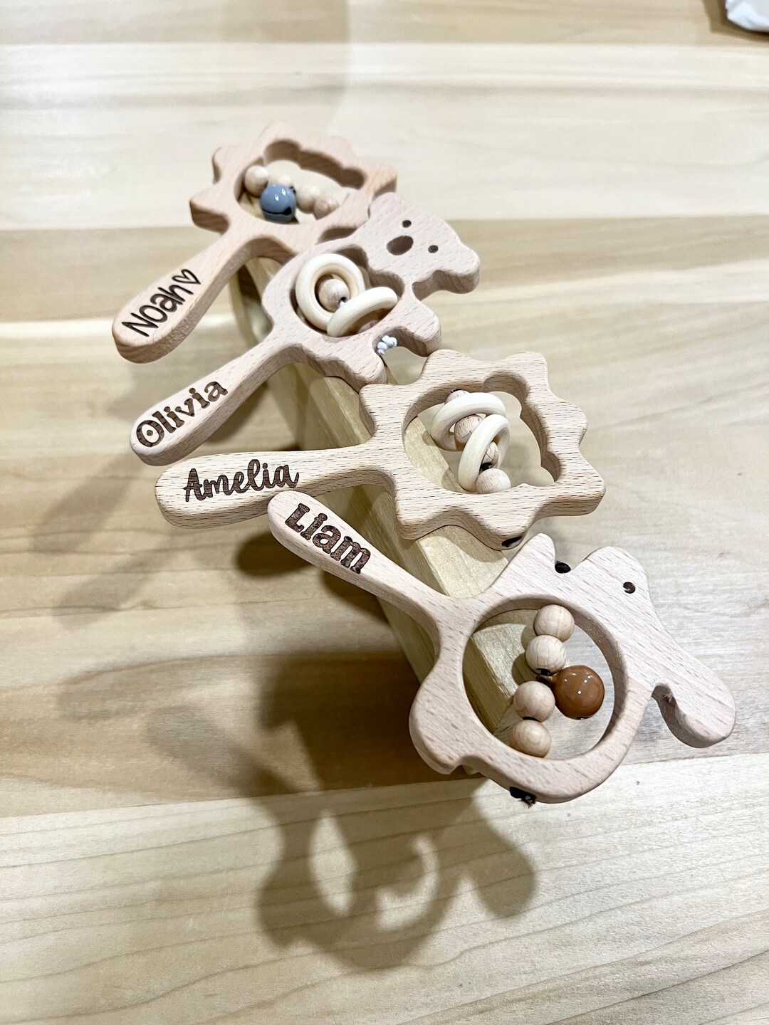 Personalized Baby Rattles. Wooden Baby Toy. Customized Baby Rattle ...