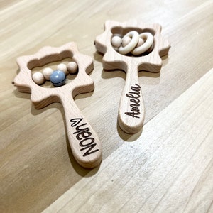Personalized Baby Rattles. Wooden Baby Toy. Customized Baby Rattle ...