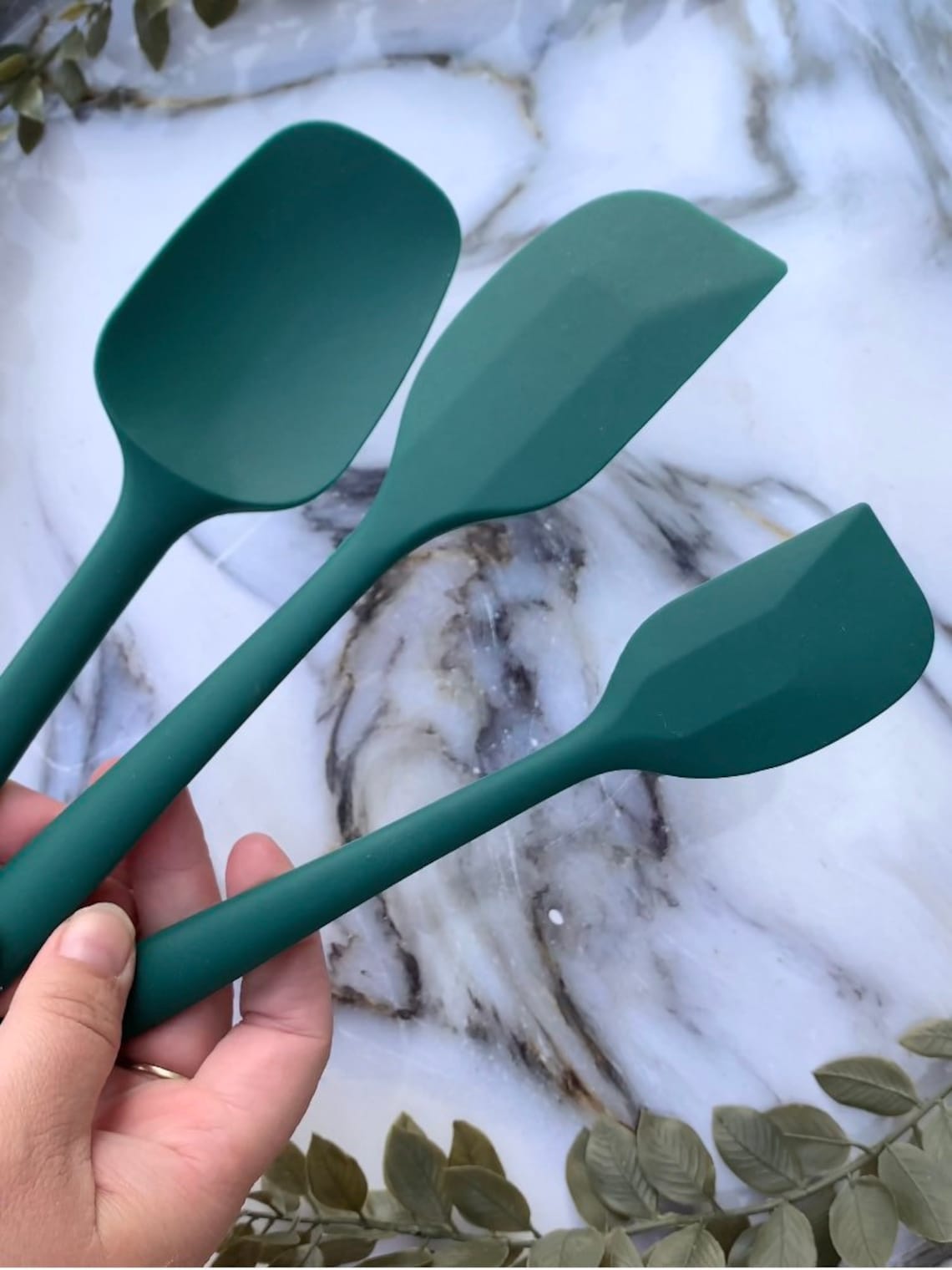 PINE Green Spatulas 3 piece. Farmhouse Silicone Utensil. | Etsy