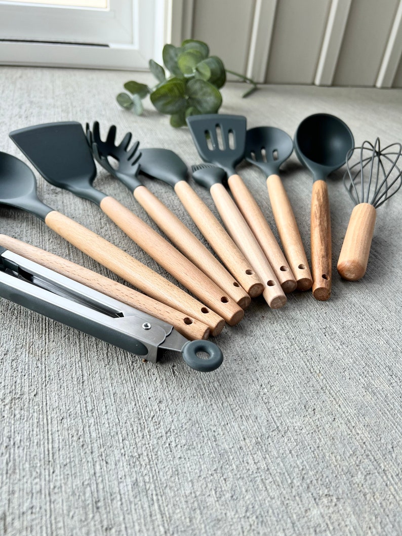 Custom Grey/ Gray Spatula Set Personalized Silicone Kitchen - Etsy